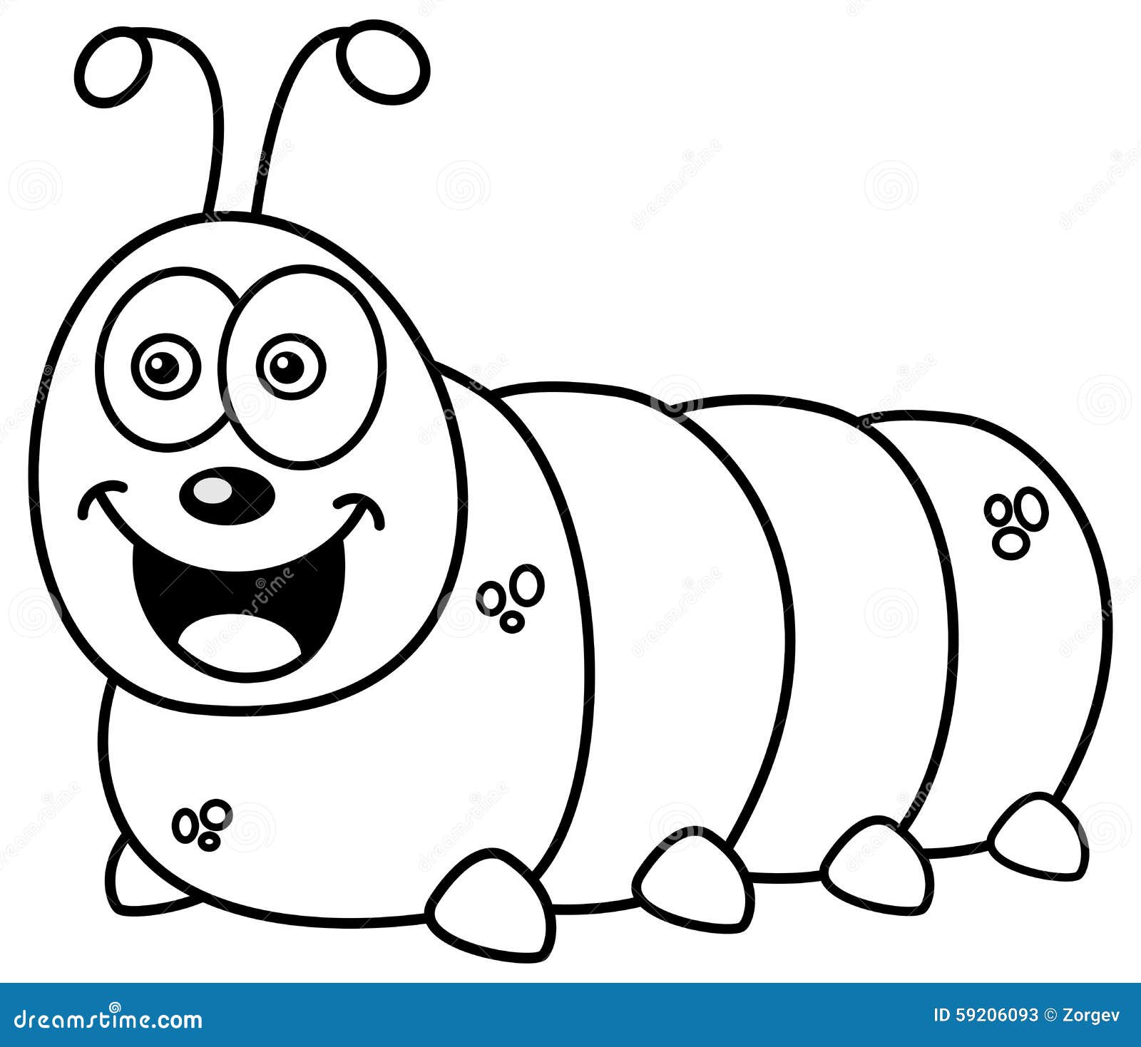 Oruga Sonriente Para Colorear Stock de ilustración - Imagen: 59206093