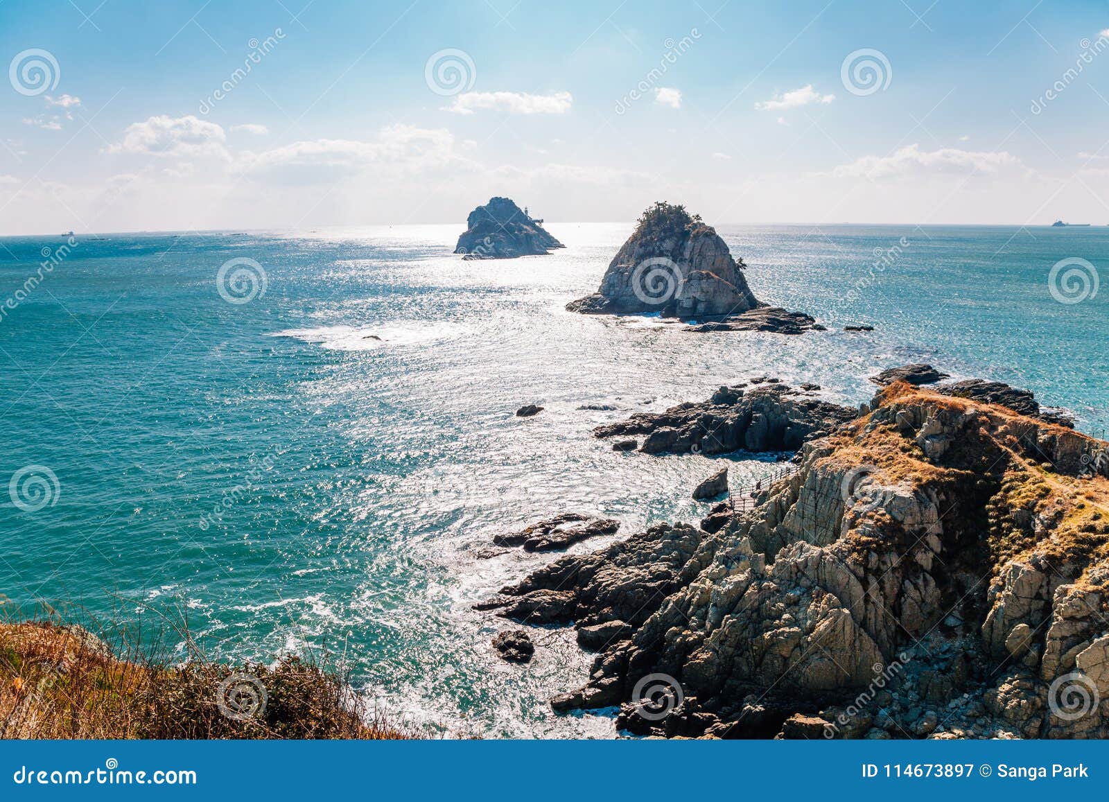 Oryukdo Islands With Blue Ocean In Busan, Korea Royalty-Free Stock ...