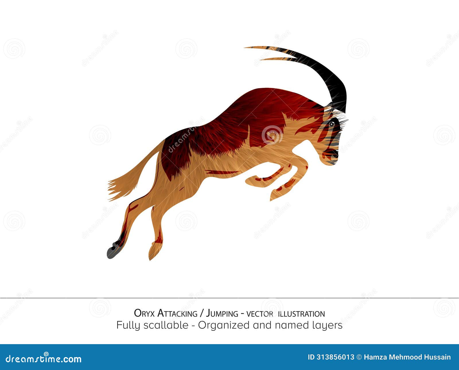 Oryx Attacking - Oryx Jumping Vector Illustration Stock Vector ...