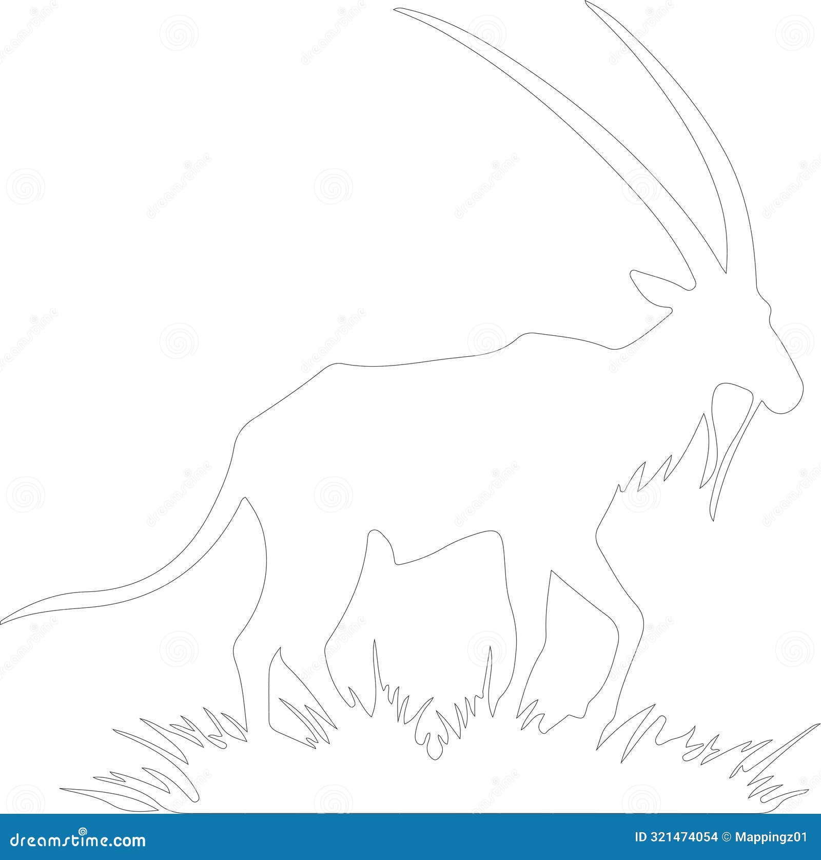 Oryx Outline Silhouette Generative Ai Stock Vector - Illustration of ...