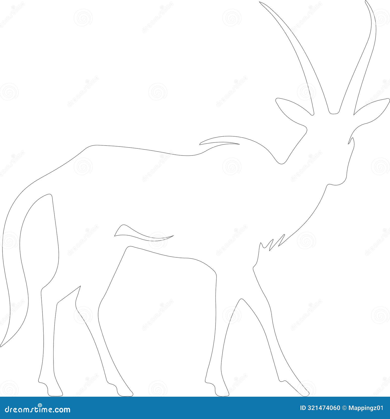 Oryx Outline Silhouette Generative Ai Stock Vector - Illustration of ...