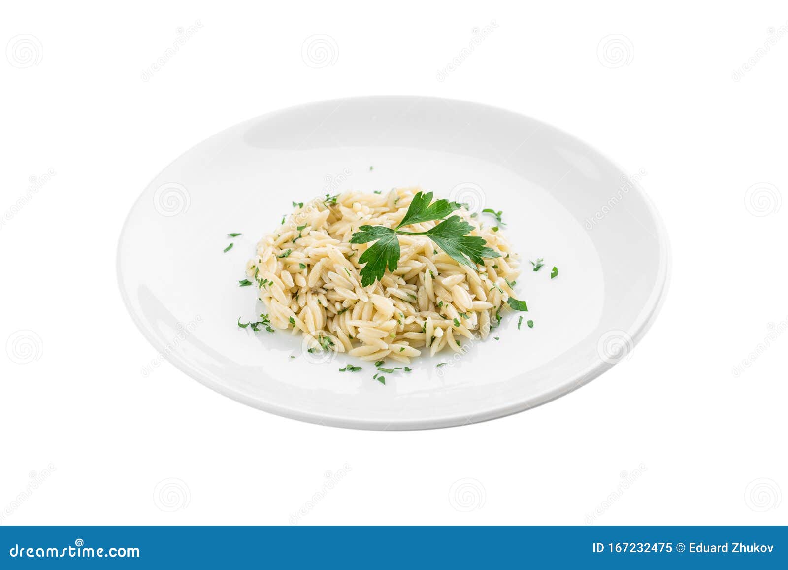 Orzo Rice Shaped Pasta Cooked Isolated on White Background Stock Image ...