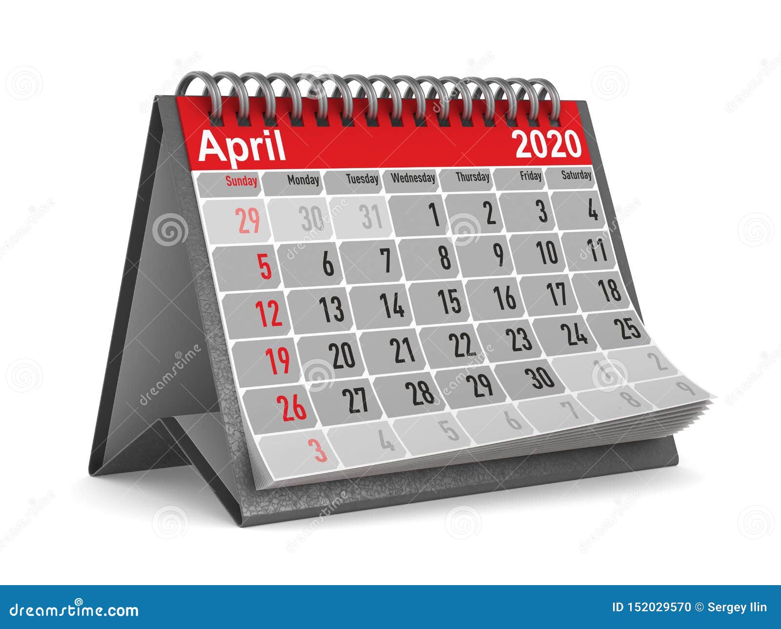 2020 a?os Calendario Para Abril Ejemplo Aislado 3d Stock de ilustración ...