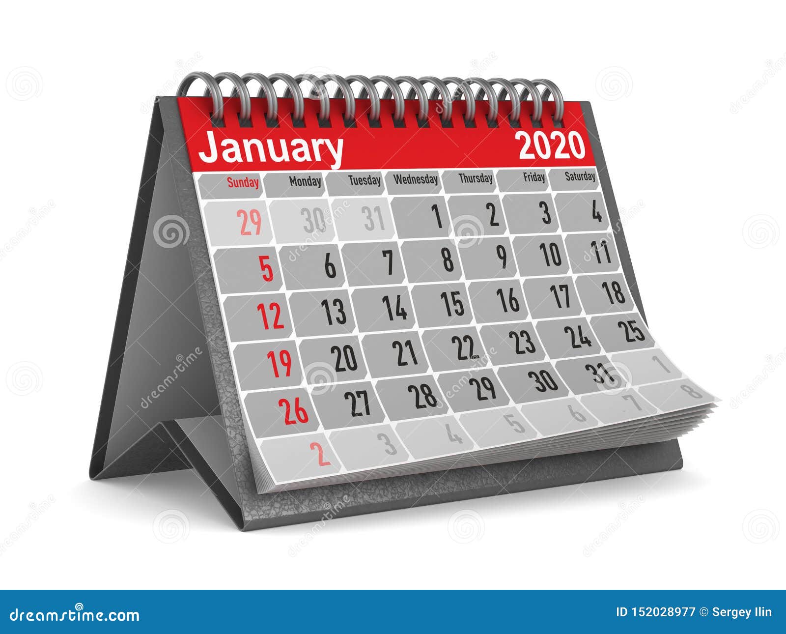 2020 a?os Calendario Para Enero Ejemplo Aislado 3d Stock de ilustración ...