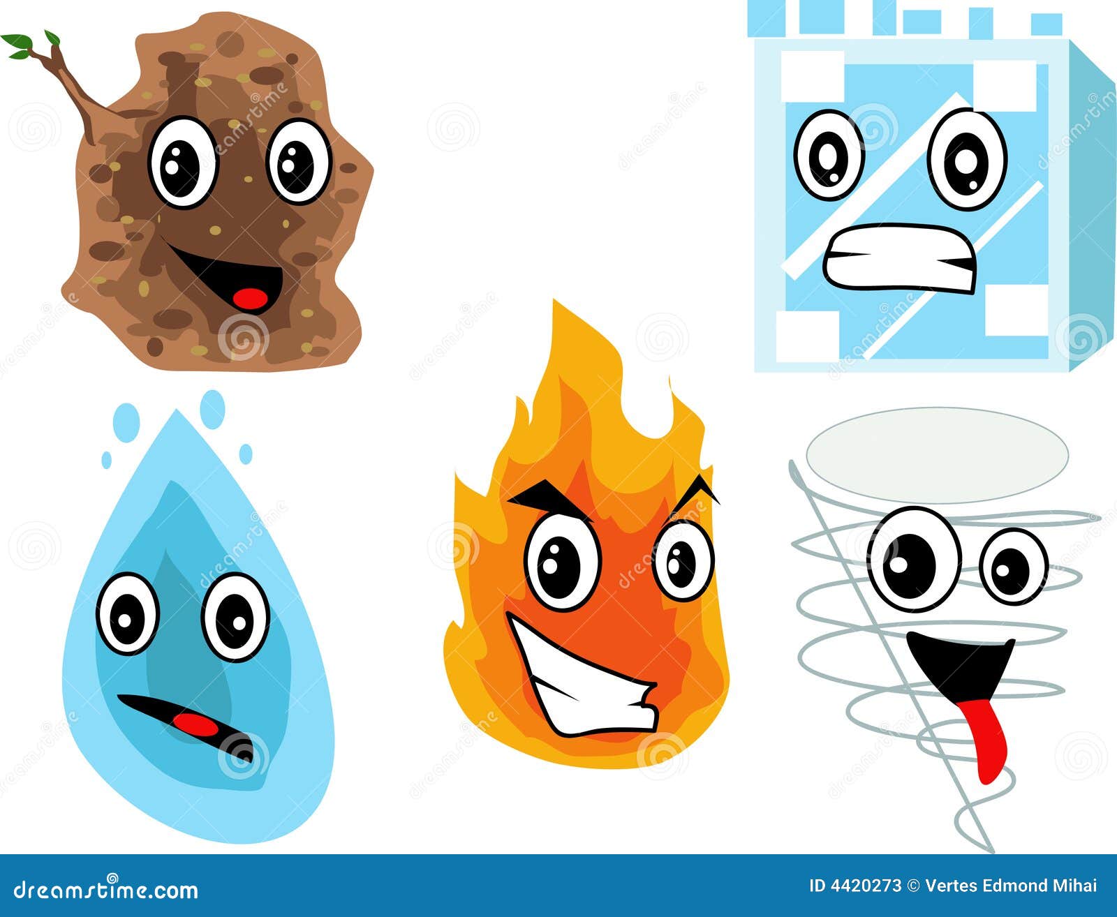 Os Desenhos Animados Dos Elementos Ilustração Stock - Ilustração de ...