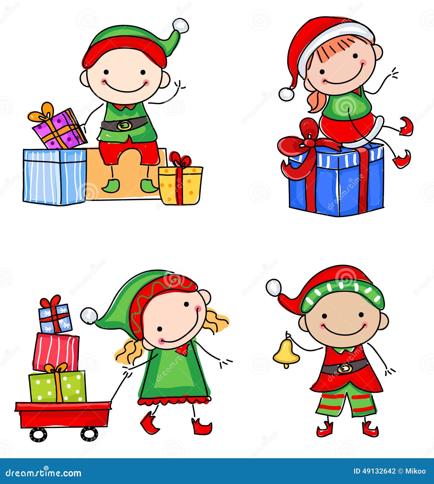 Os elfs de Santa ilustração do vetor. Ilustração de inverno - 49132642