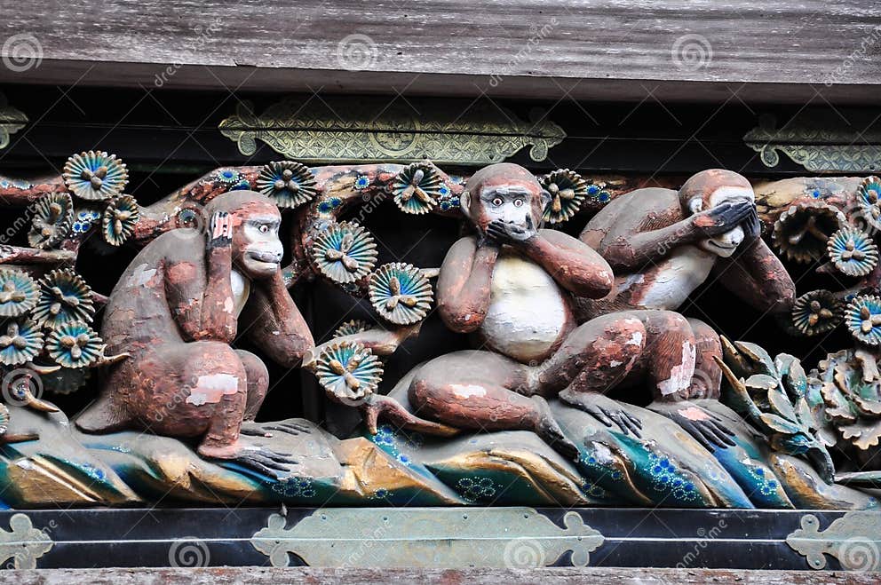 Os 3 macacos de Nikko imagem de stock. Imagem de leste - 68317379