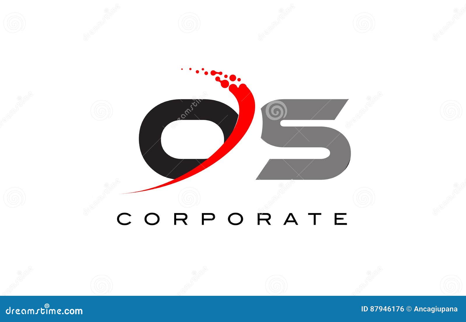 OS Modern Letter Logo Design with Swoosh Stock Vector - Illustration of ...