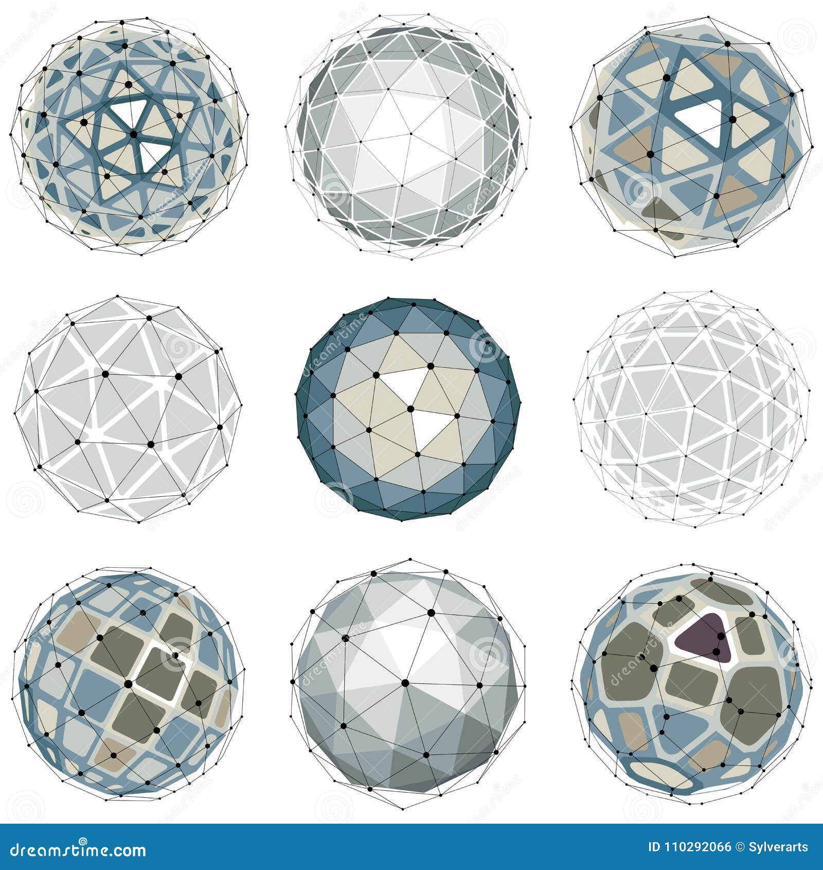Os Objetos Esféricos Do Wireframe Digital Do Vetor 3d Fizeram Usando O ...