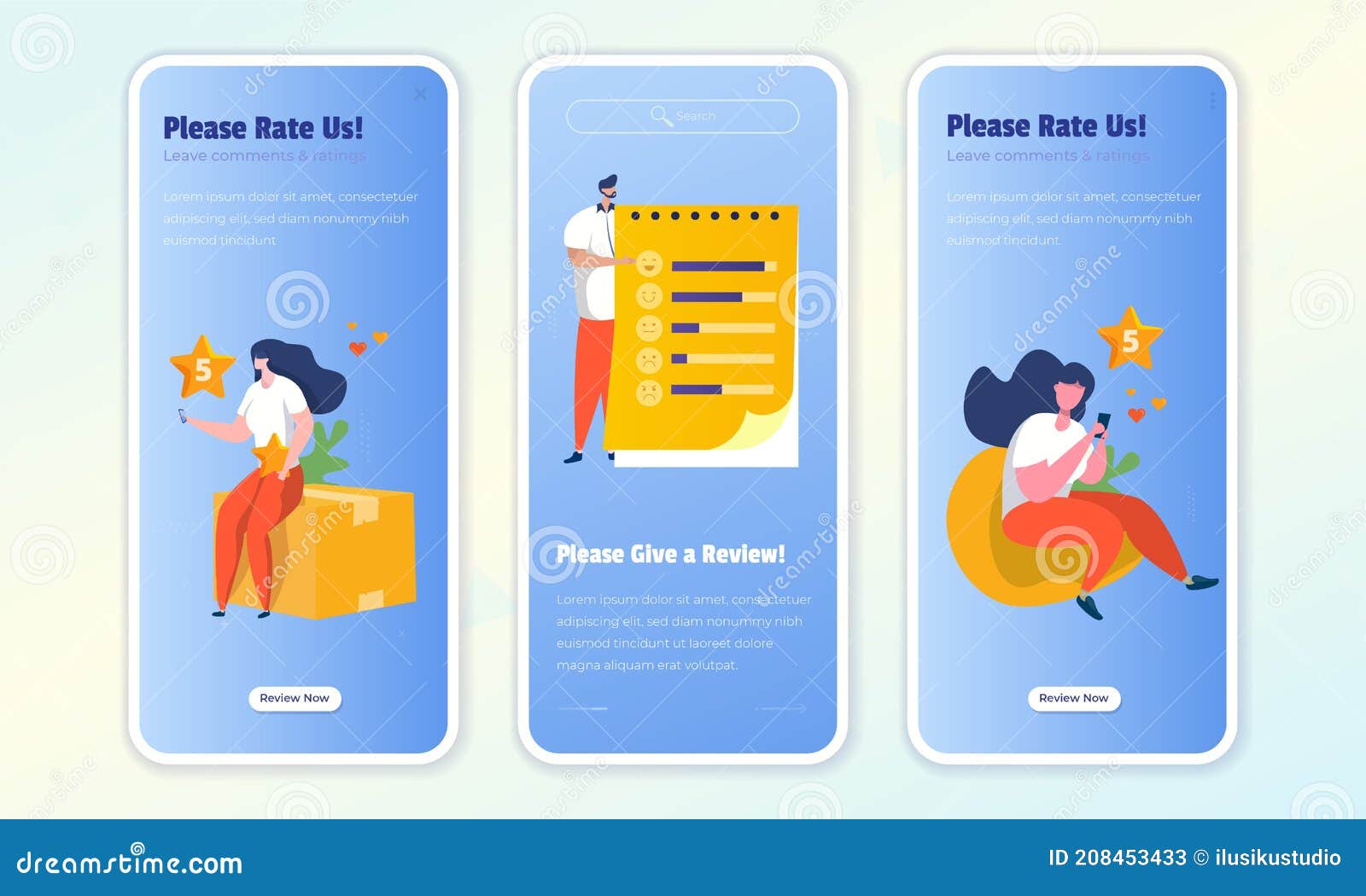 Customer Feedback with Give Vote and Rating 5 Stars Stock Vector ...