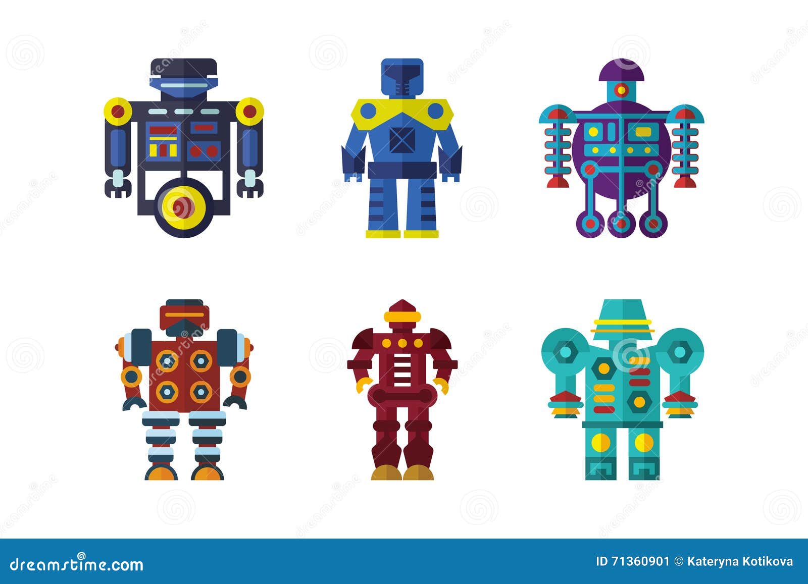 Os robôs vector o grupo ilustração do vetor. Ilustração de androide ...