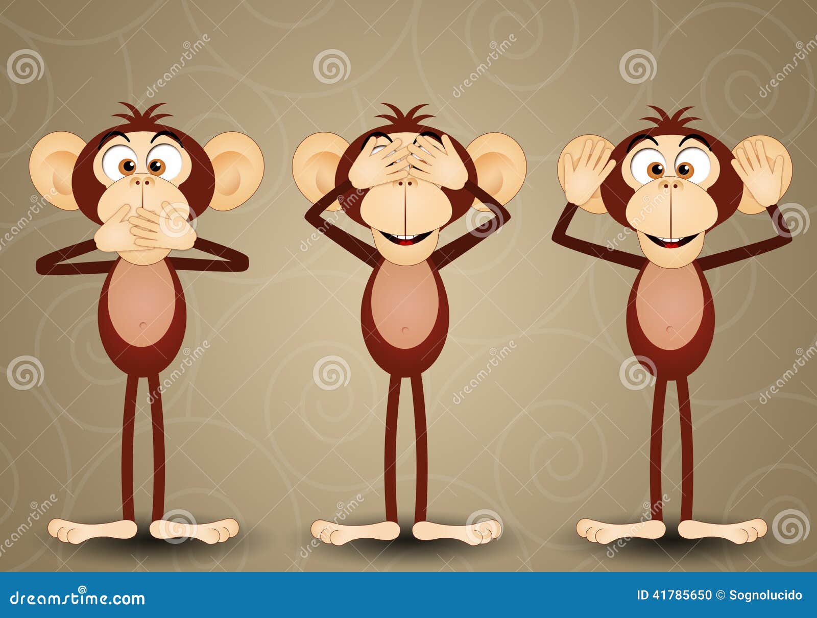 Os três macacos sábios ilustração stock. Ilustração de conceptual ...