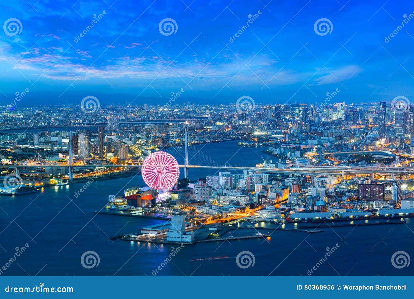 Osaka bay stock photo. Image of skyscraper, light, osaka - 80360956