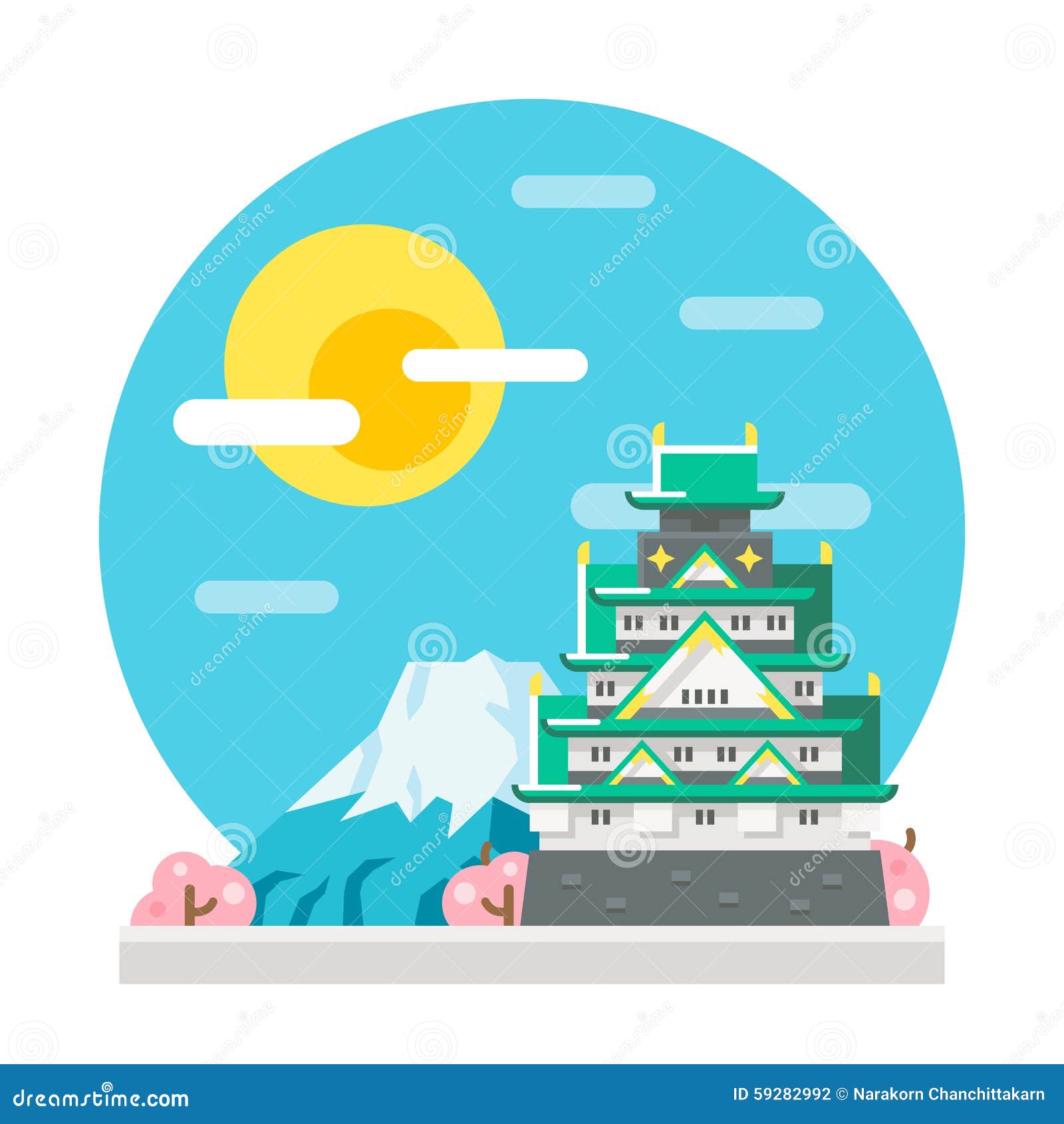 Osaka Castle Cartoon Vector | CartoonDealer.com #13460761
