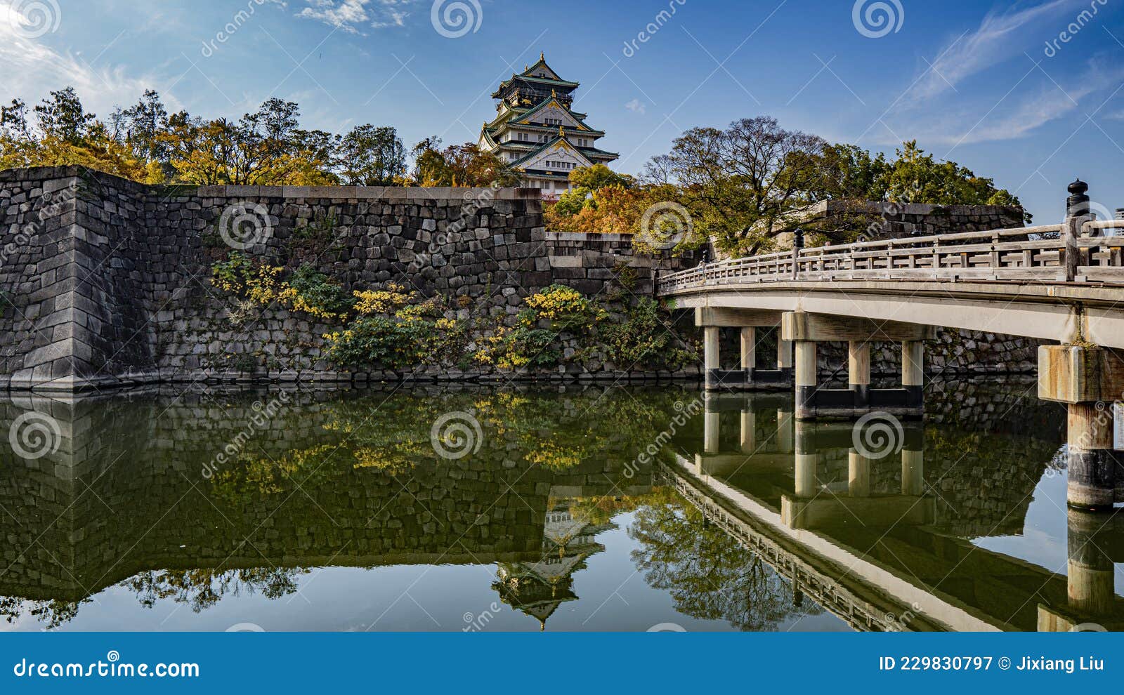 Osaka Castle front view editorial photography. Image of including ...