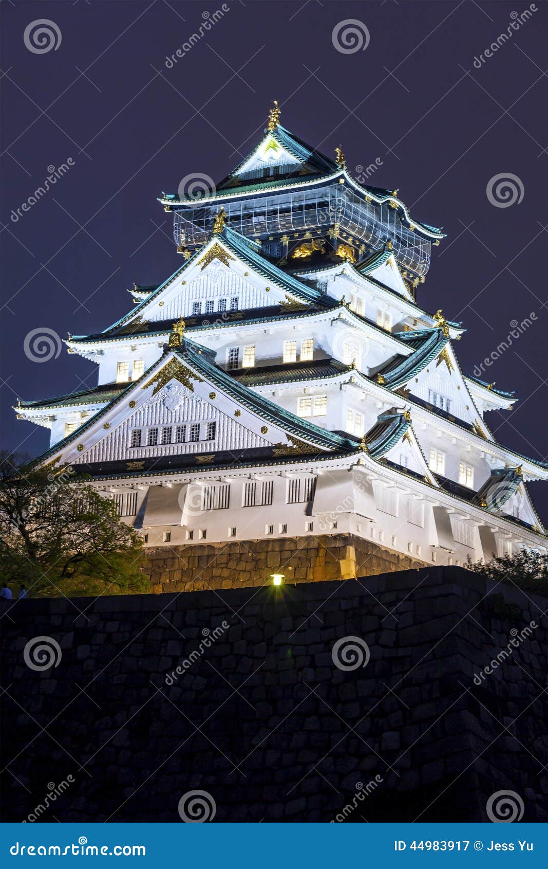 Osaka Castle at Night in Japan Stock Image - Image of asia, evening ...