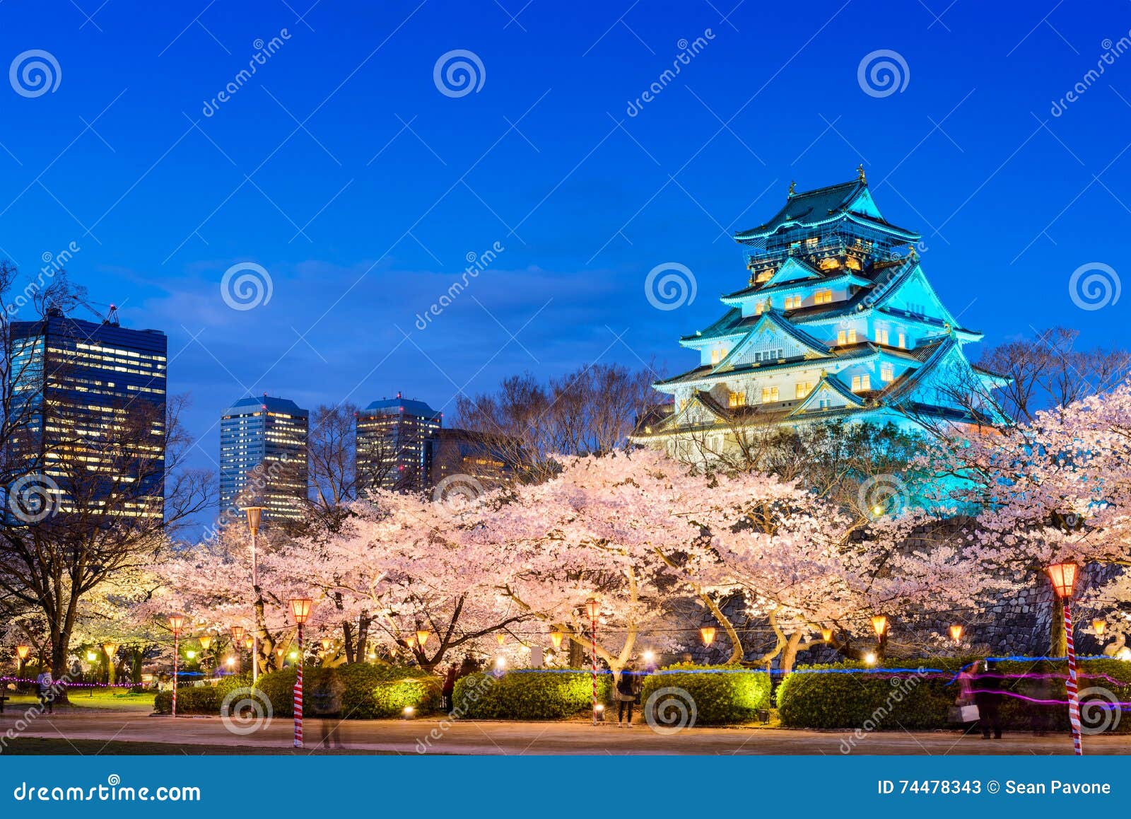 Osaka Castle in Spring stock image. Image of flowers - 74478343