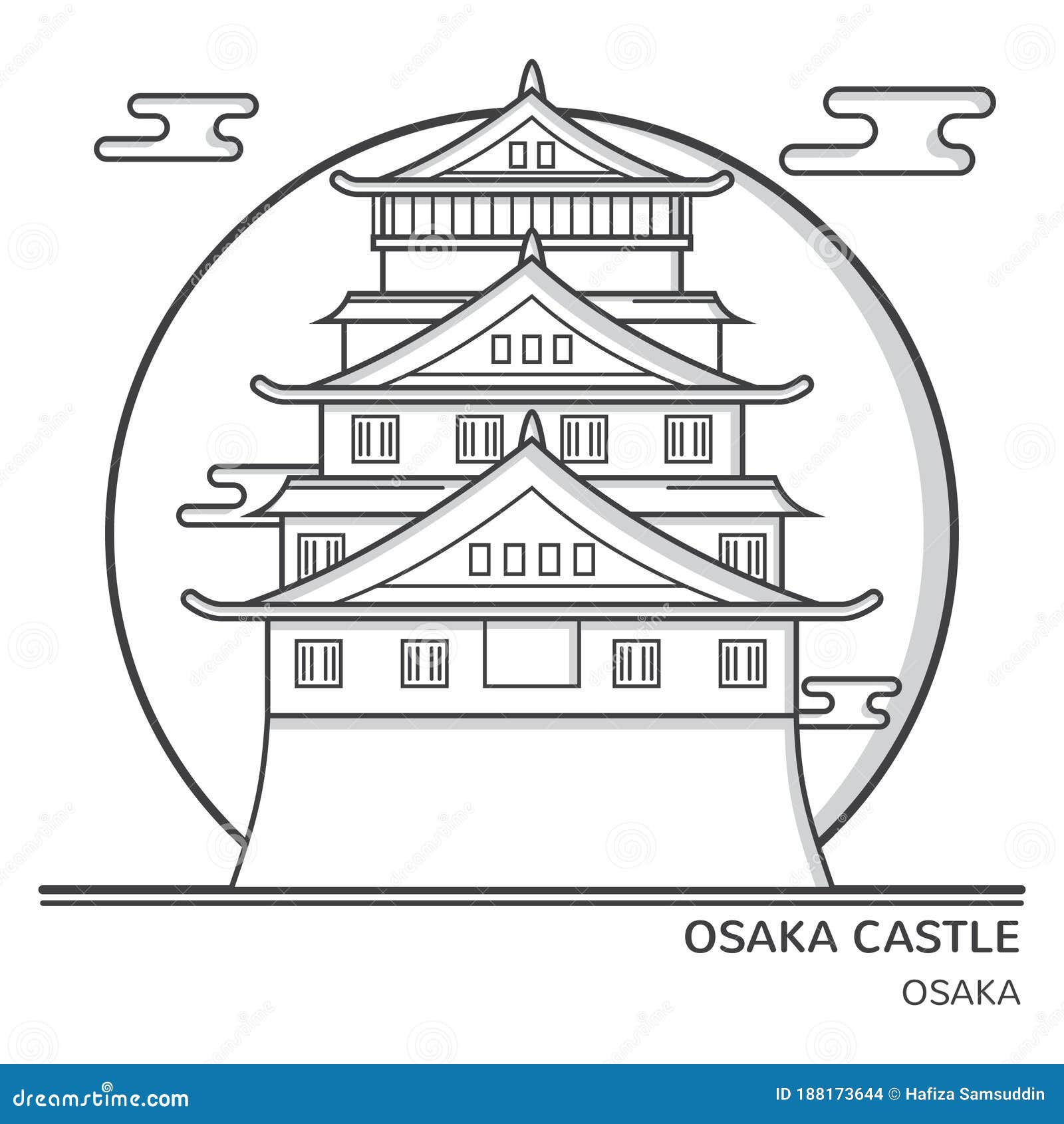 Osaka Castle. Vector Illustration Decorative Design Stock Vector ...