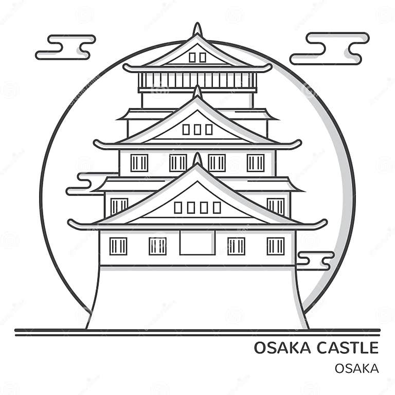 Osaka Castle. Vector Illustration Decorative Design Stock Vector ...