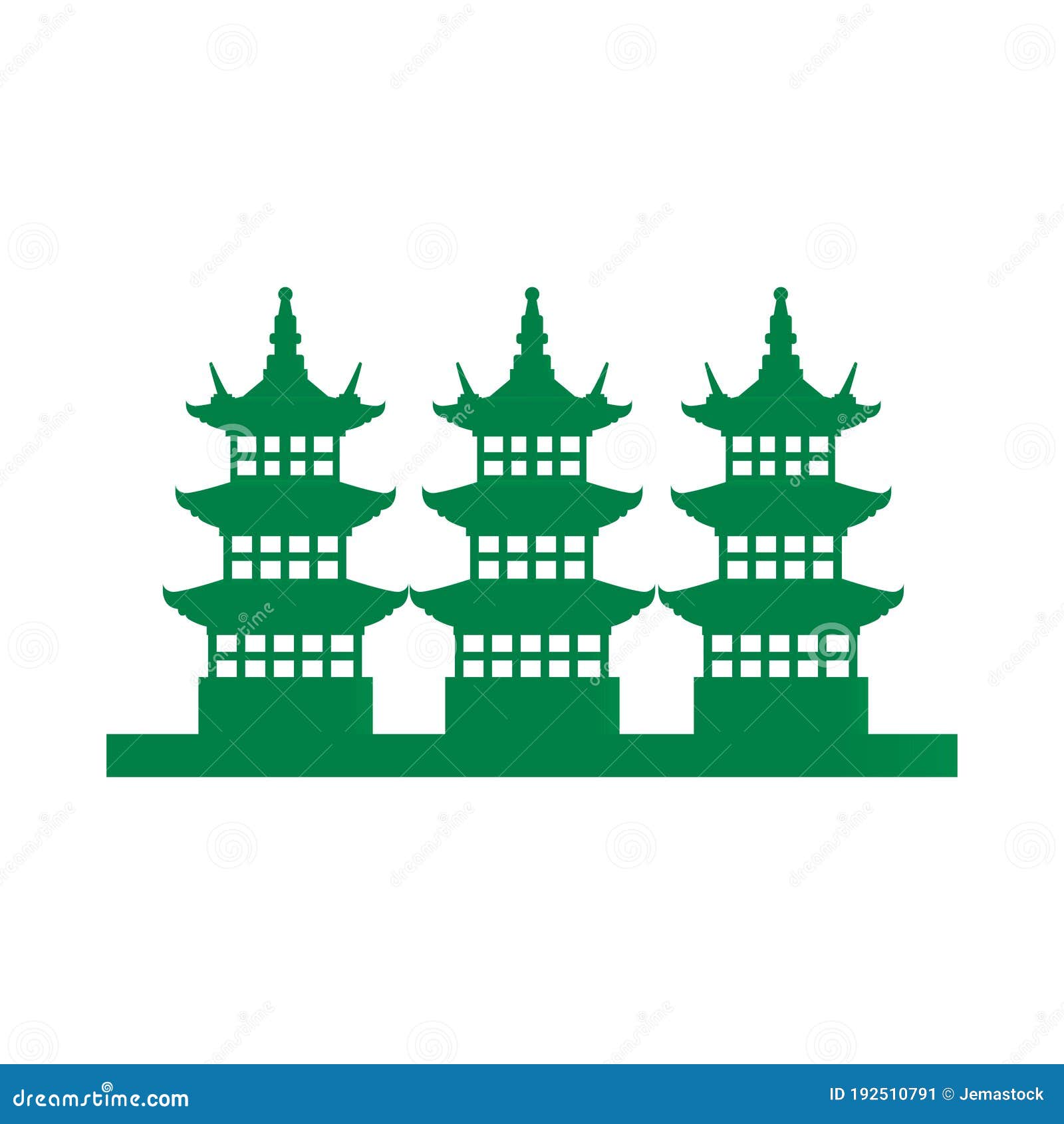 Osaka Castles Japanese Architecture Icons Stock Vector - Illustration ...
