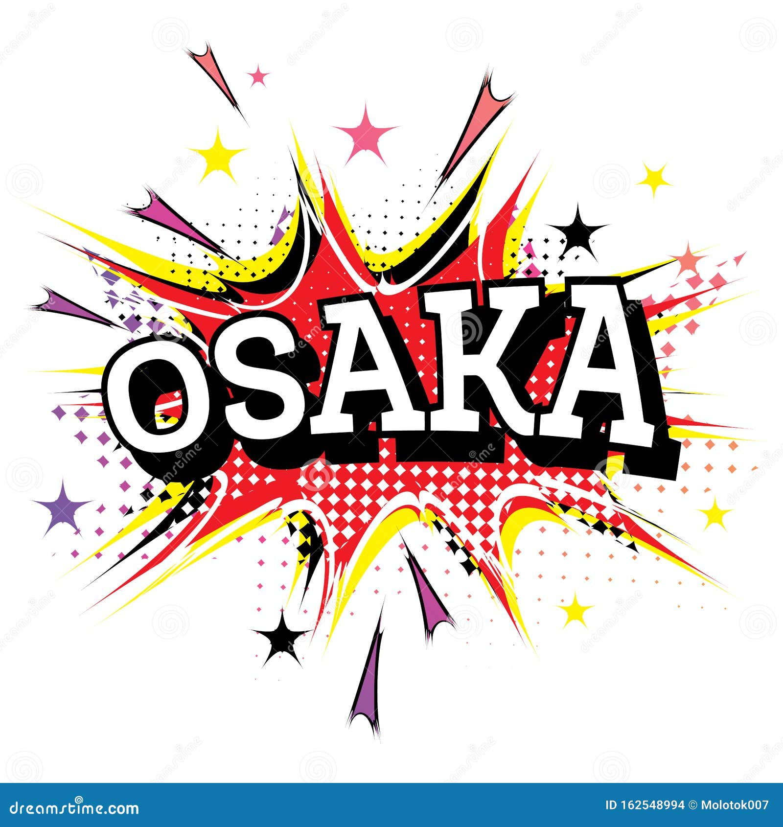 Osaka Comic Text In Pop Art Style Isolated On White Background Vector ...