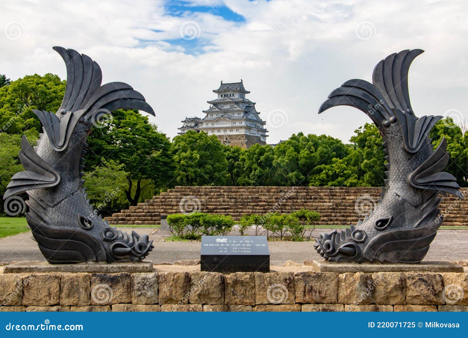 The Statue Mythical Fish with Osaka Castle Editorial Image - Image of ...