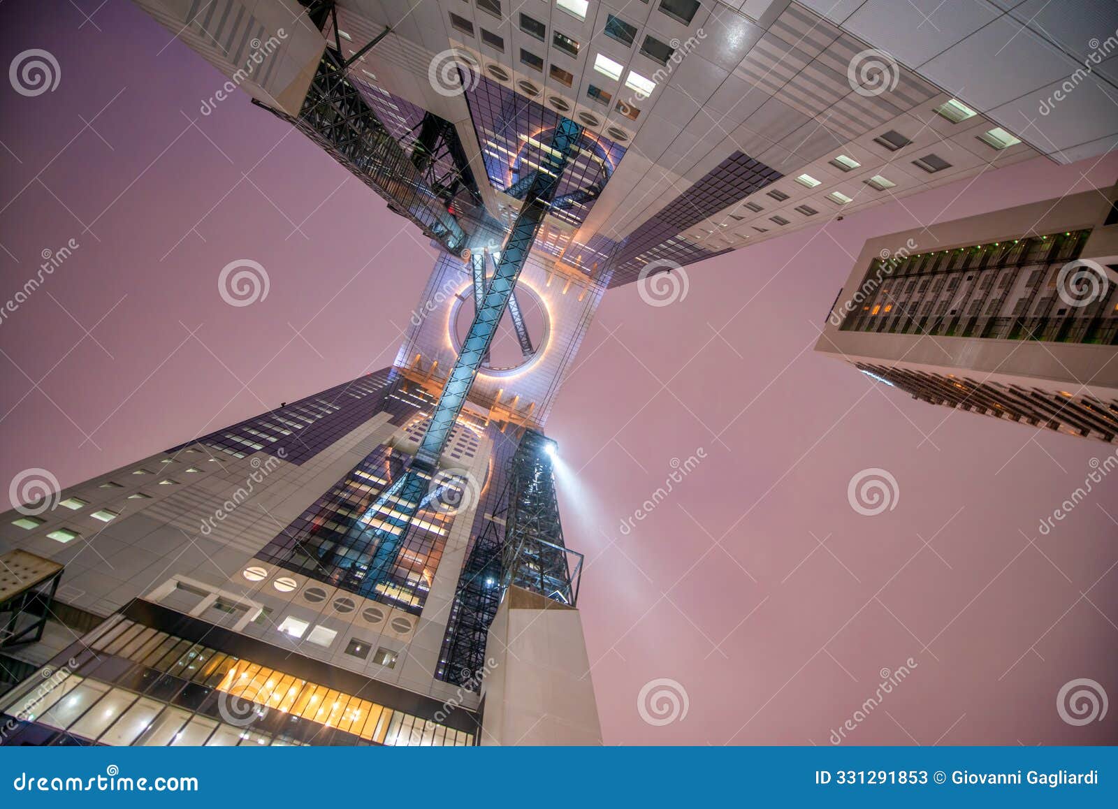 Osaka, Japan - May 26, 2016: Umeda Sky Building at Sunset, Skyward View ...