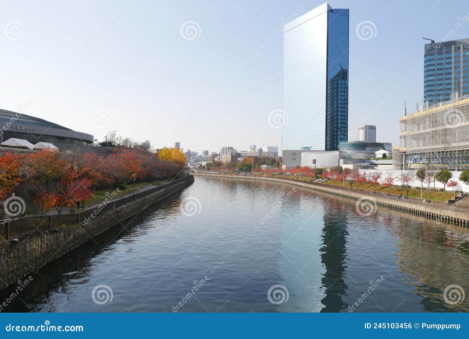 Osaka,japan-November 27,2017:View of River Near the Osaka Castle in ...
