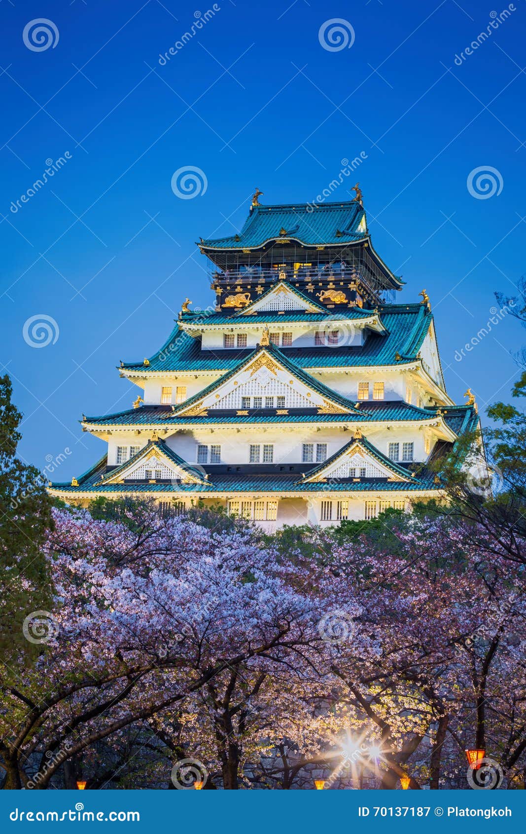 Osaka, Japan at Osaka Castle Stock Image - Image of illumination ...