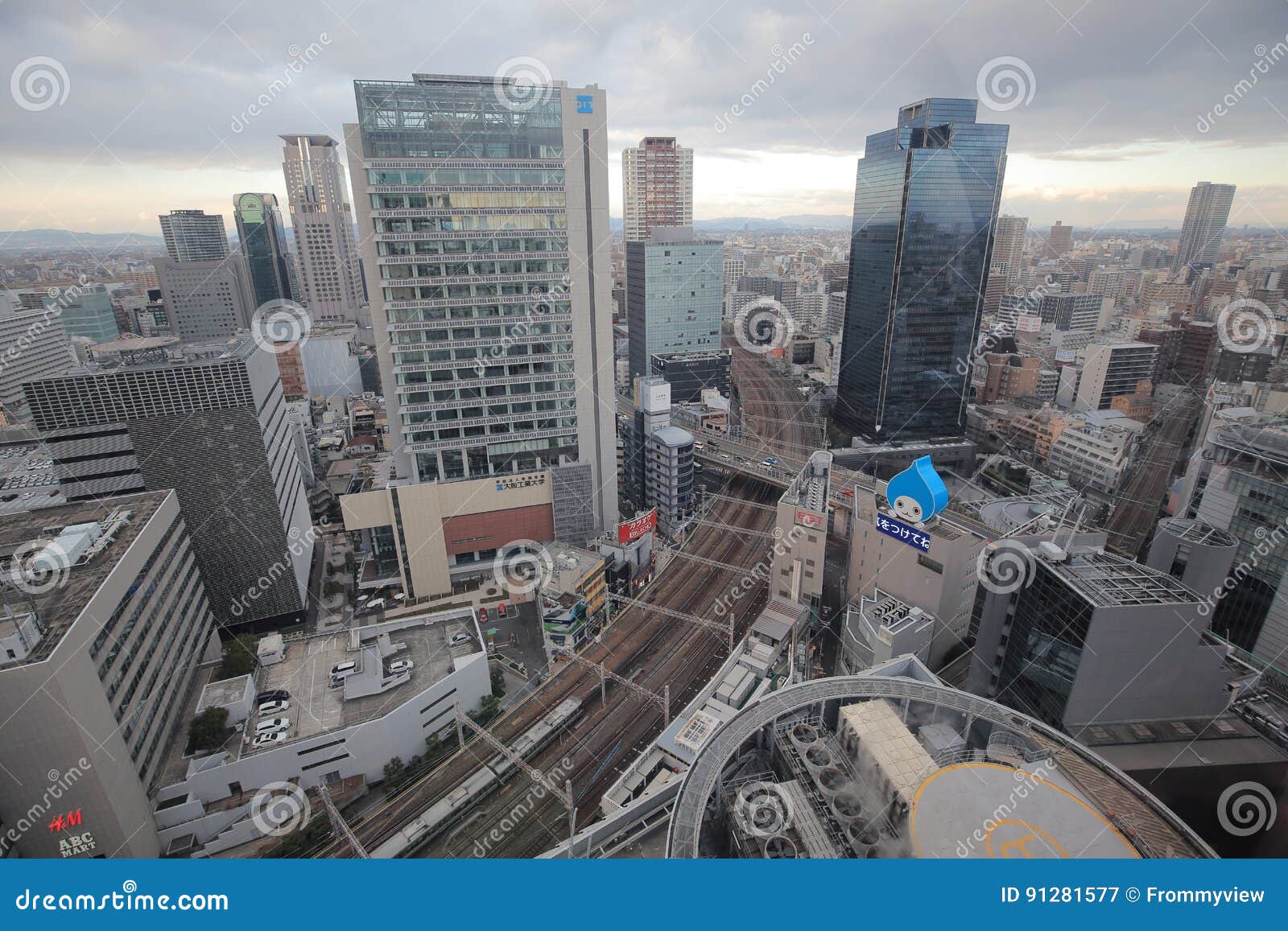 Osaka Sightseeing View from Hev Five Ferris Wheel Editorial Photography ...