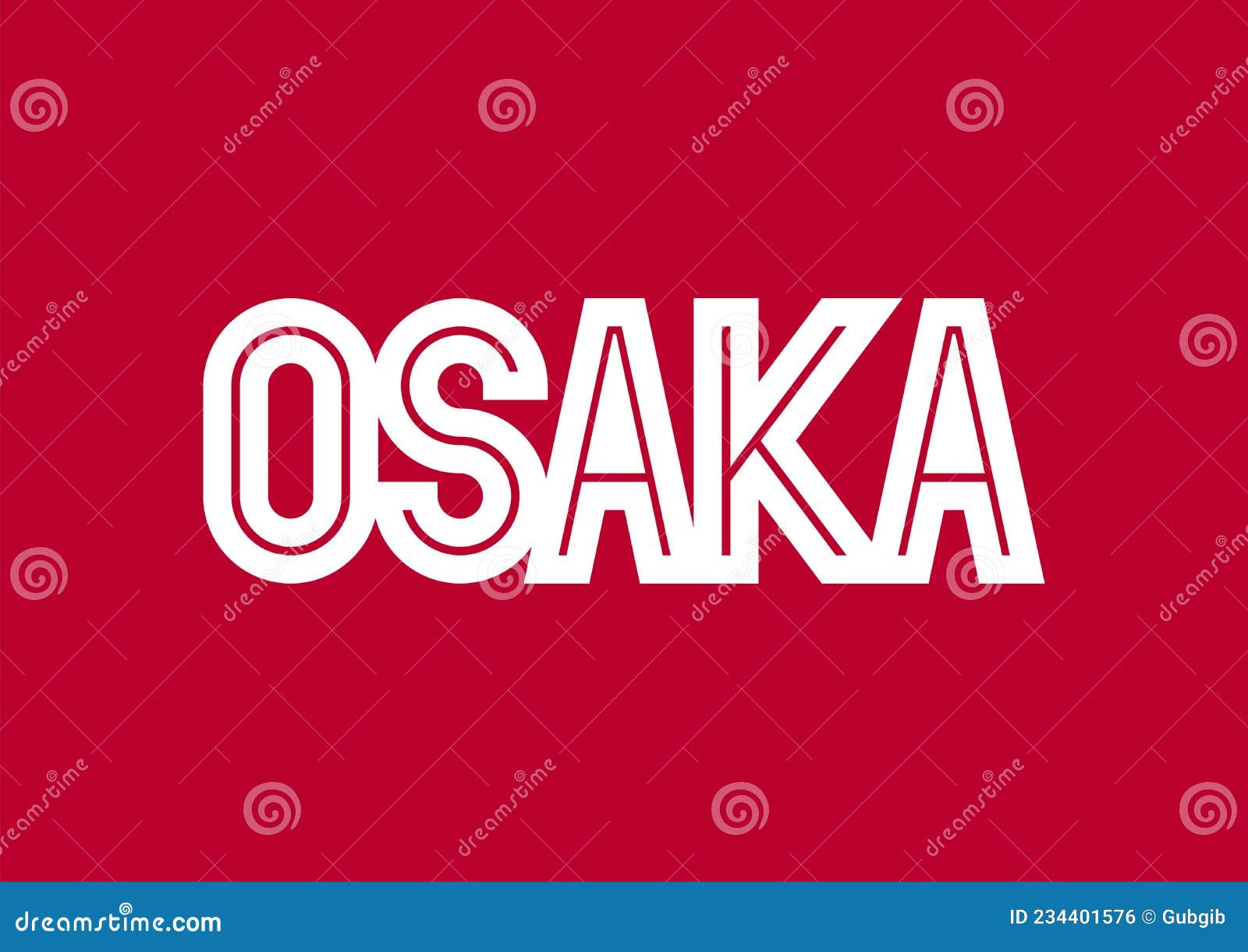 Osaka Text with Red and White Typography Design Elements Stock Vector ...