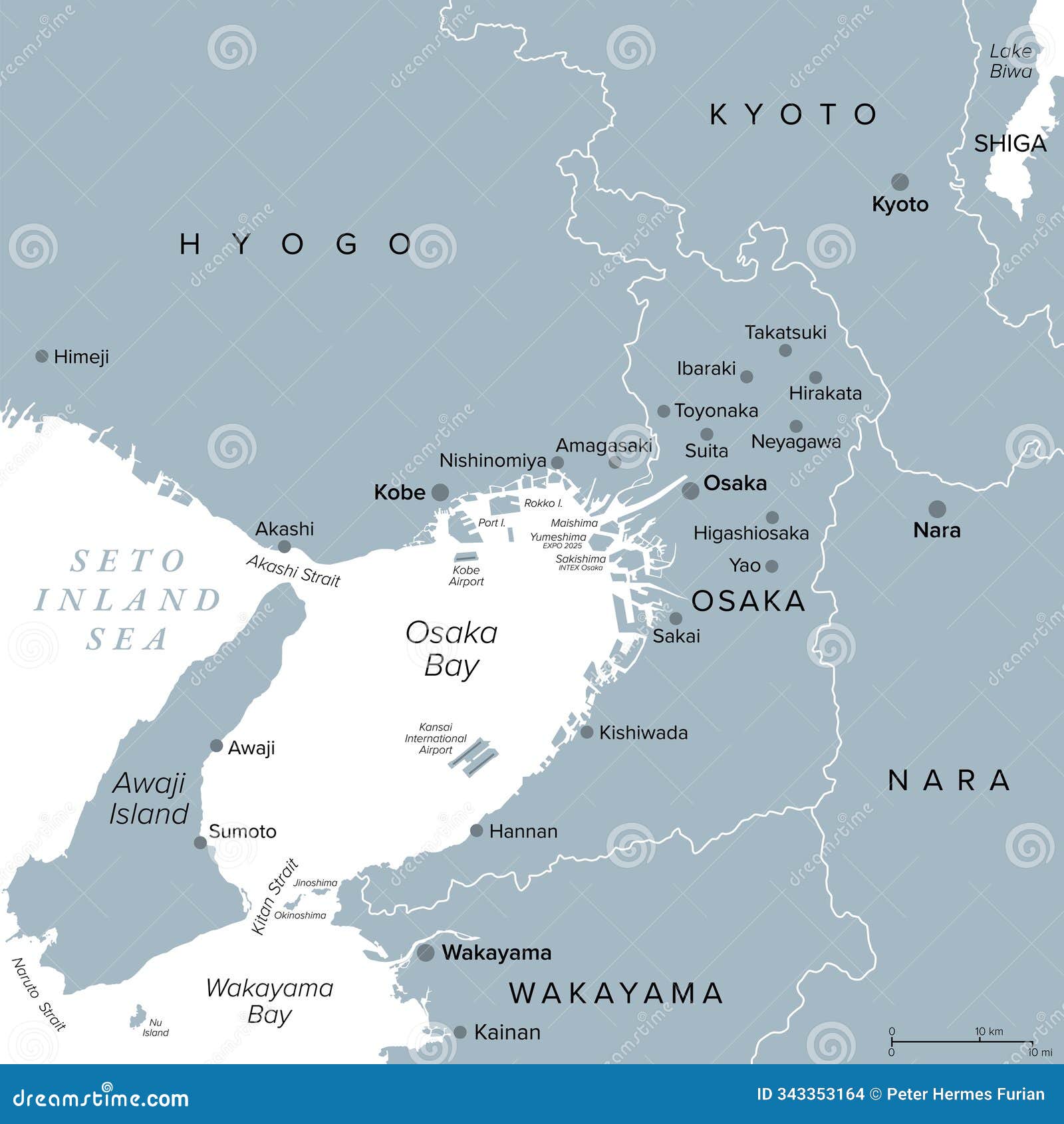 Osaka Prefecture Of Japan, Political Map Vector Illustration ...