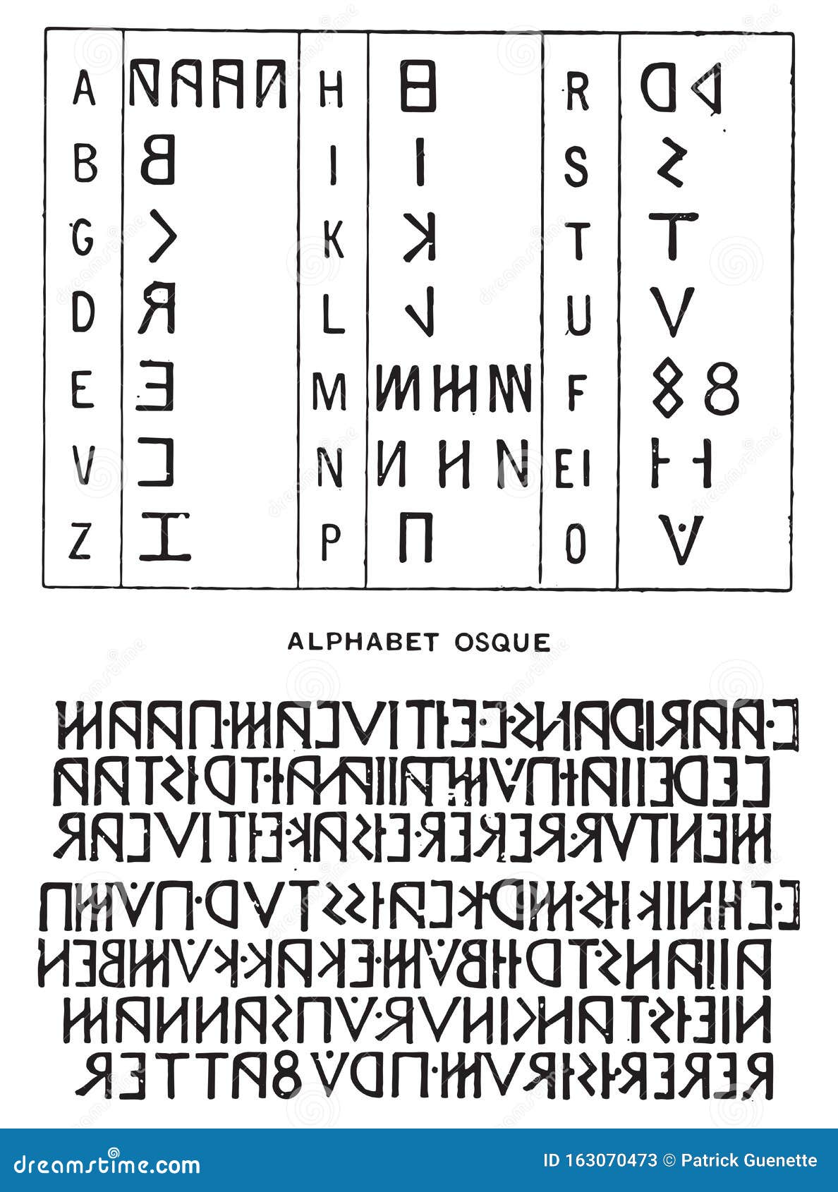 Oscan Language, Vintage Engraving Stock Vector - Illustration of ...