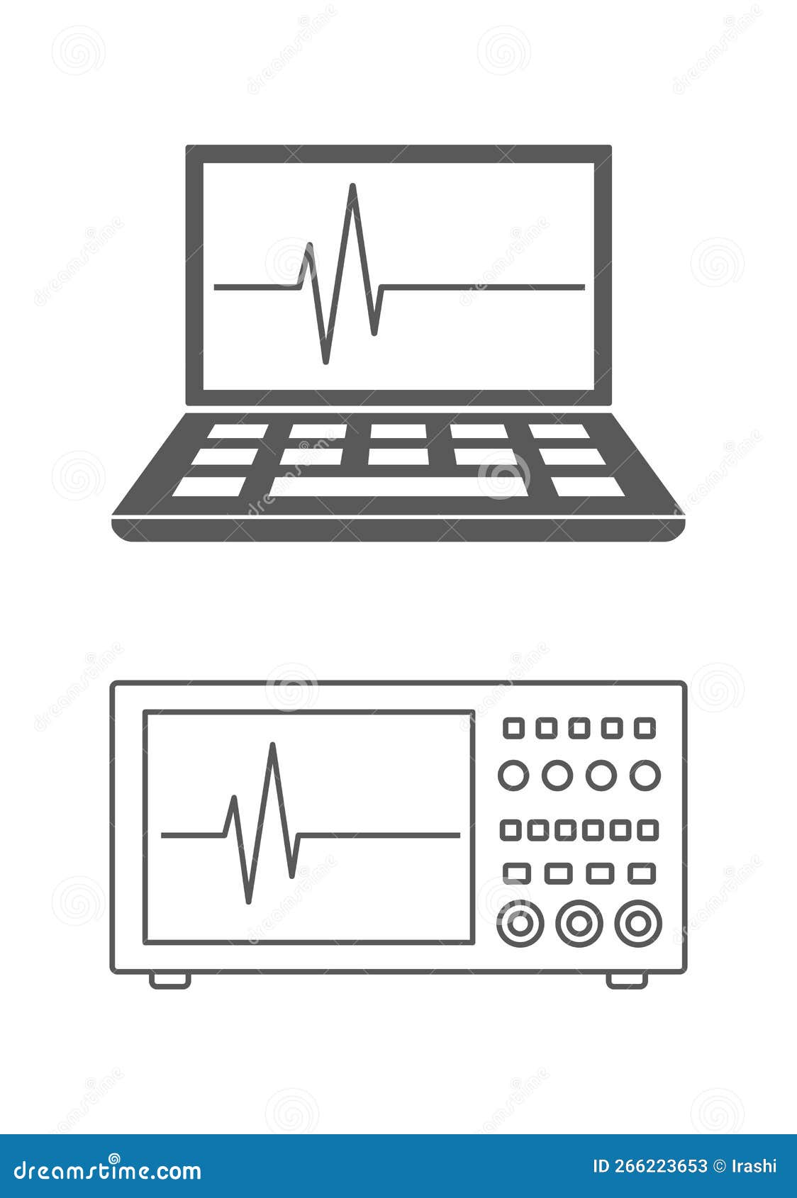Oscillograph Device and Laptop Icon Stock Vector - Illustration of ...
