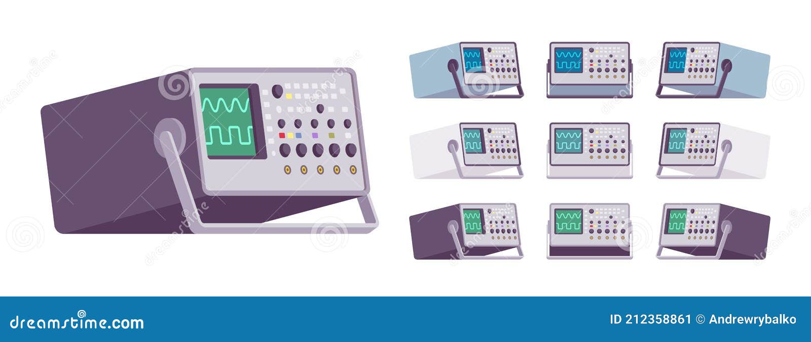 Oscilloscope Device Set Cartoon Vector | CartoonDealer.com #212358861