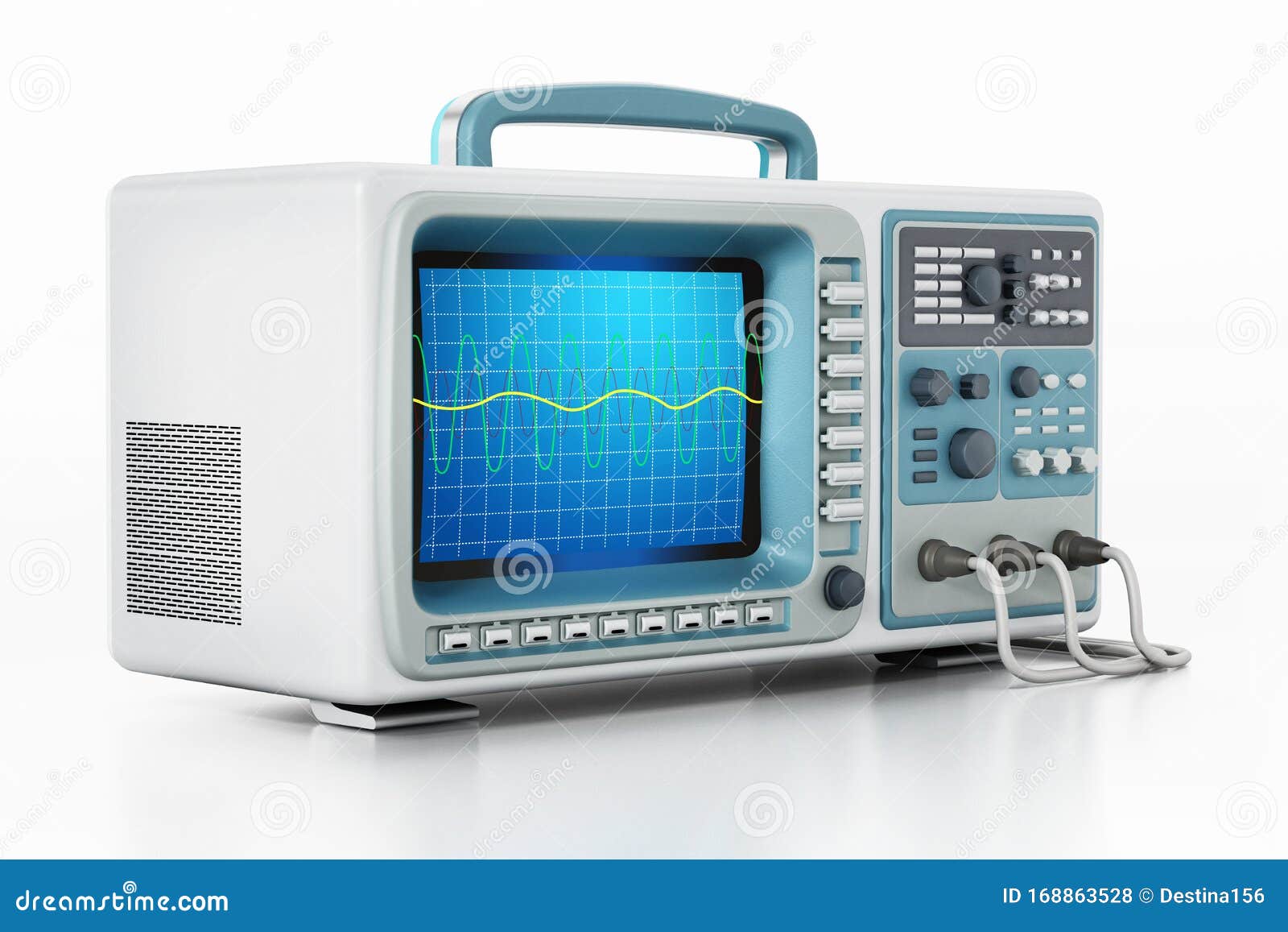 Oscilloscope Isolated on White Background. 3D Illustration Stock ...