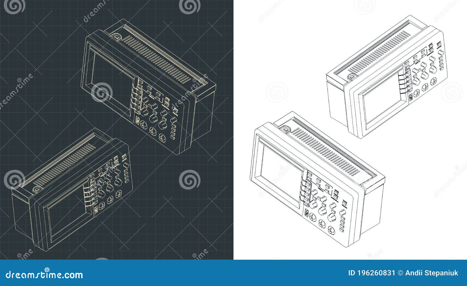 Oscilloscope Isometric Drawings Stock Vector - Illustration of screen ...