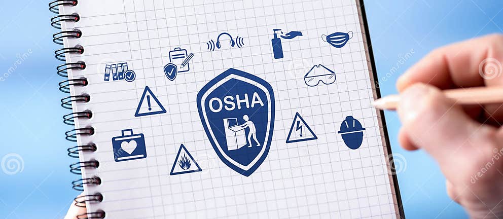 Osha concept on a notepad stock image. Image of hand - 291633421