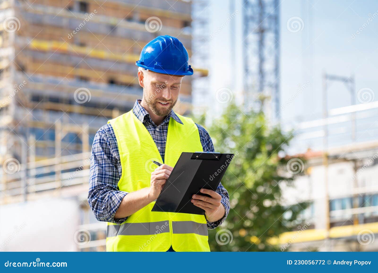 OSHA Inspector at Construction Site Stock Photo - Image of plan, worker ...