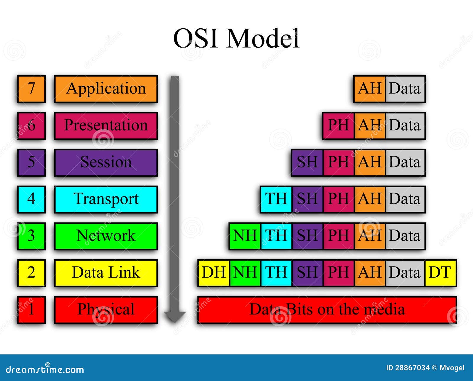 OSI Het Model Van Het Netwerk Stock Illustratie - Illustration of ...