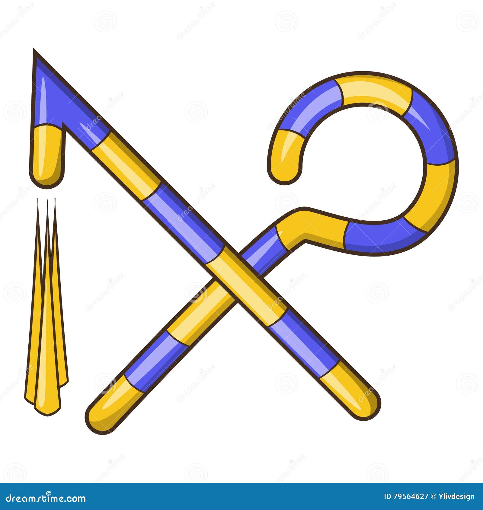 Crook And Flail Icon In Cartoon Style Isolated On White Background ...