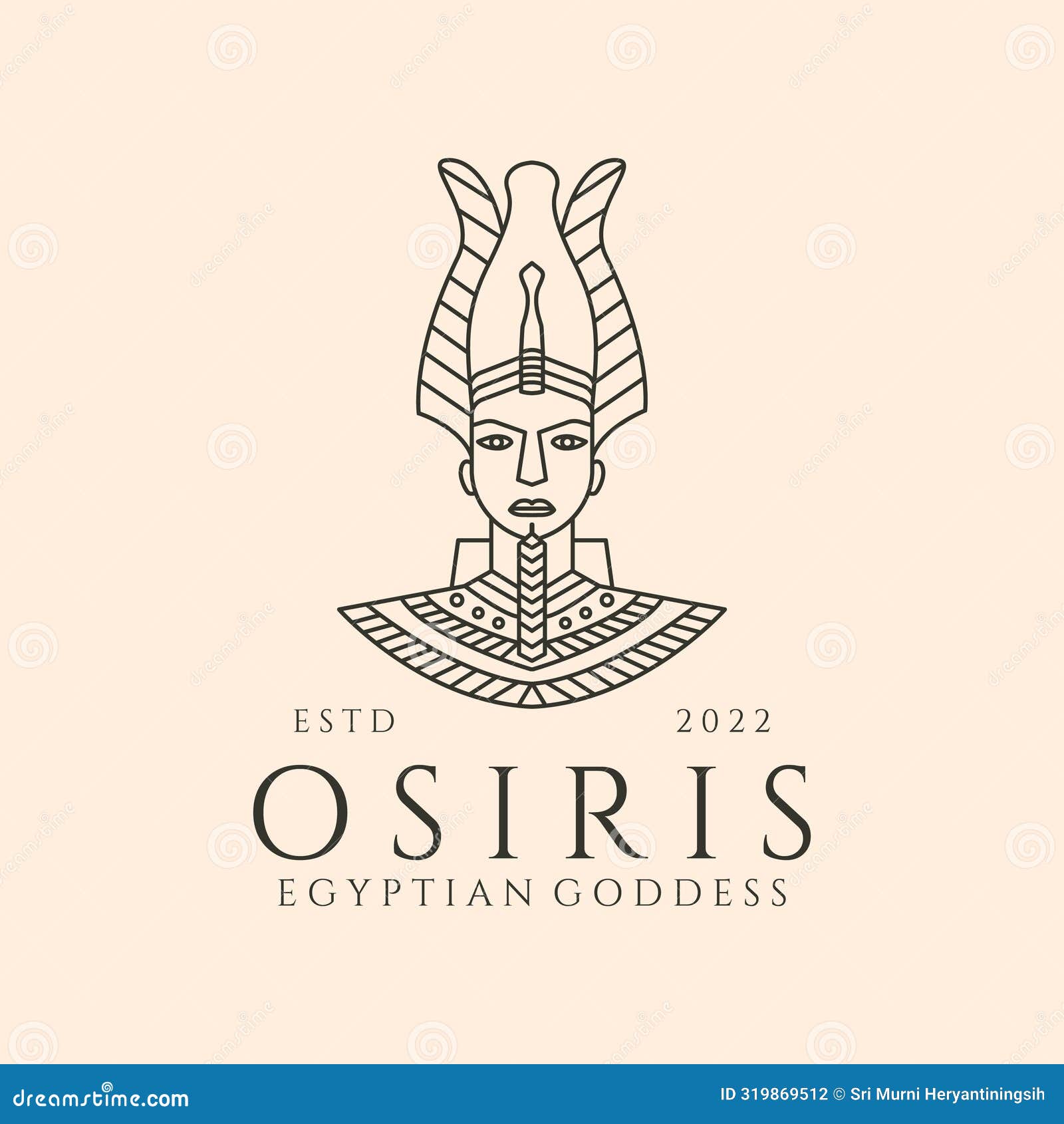 Osiris Egyptian Goddess Line Art Logo Vector Symbol Illustration Design ...