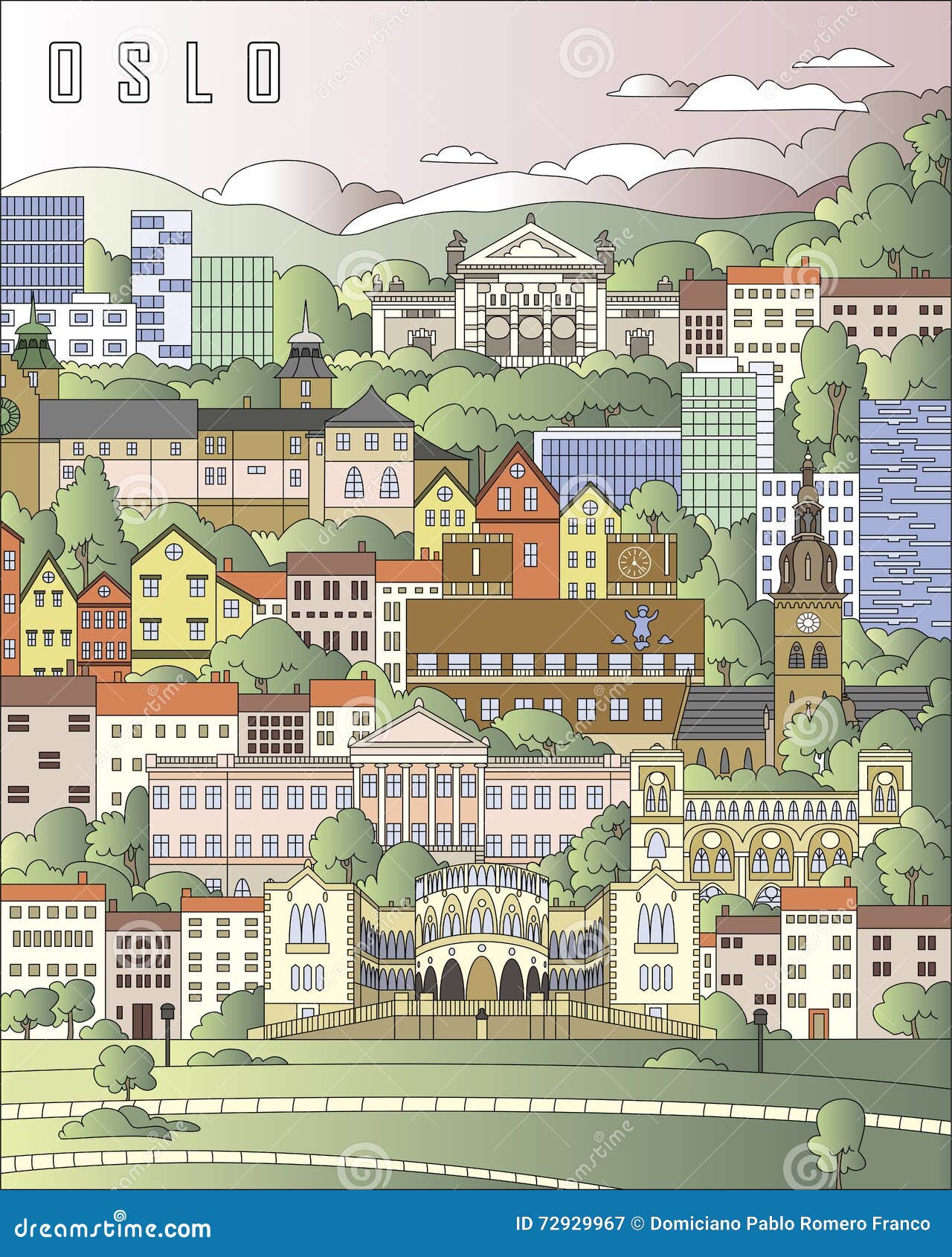 Oslo City Poster stock vector. Illustration of oslo, norway - 72929967