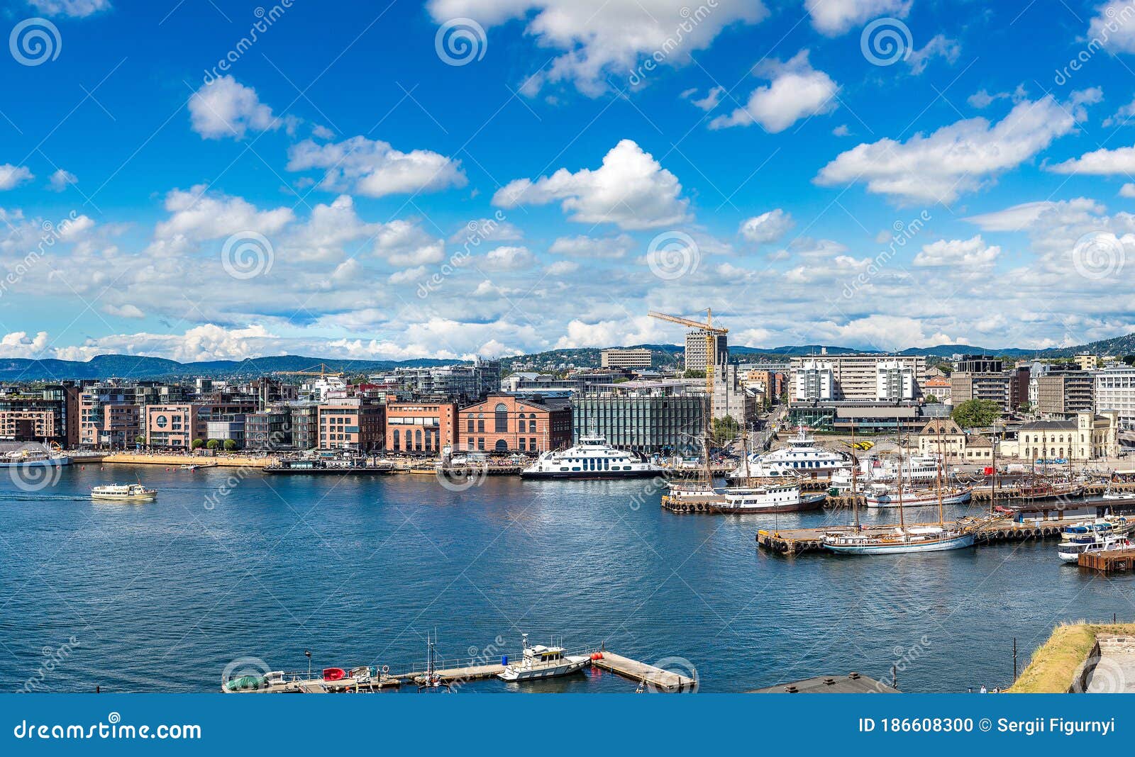 Oslo Harbor, Norway stock photo. Image of panoramic - 186608300