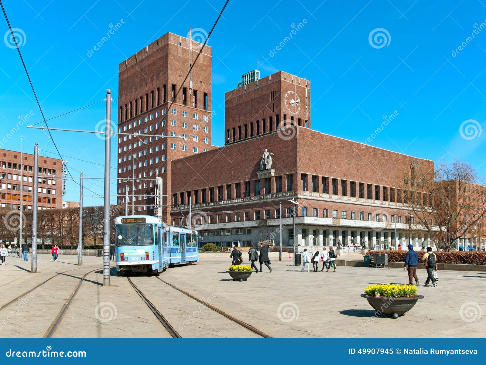 Oslo Noruega O Salão De Cidade Imagem Editorial - Imagem de quadrado ...