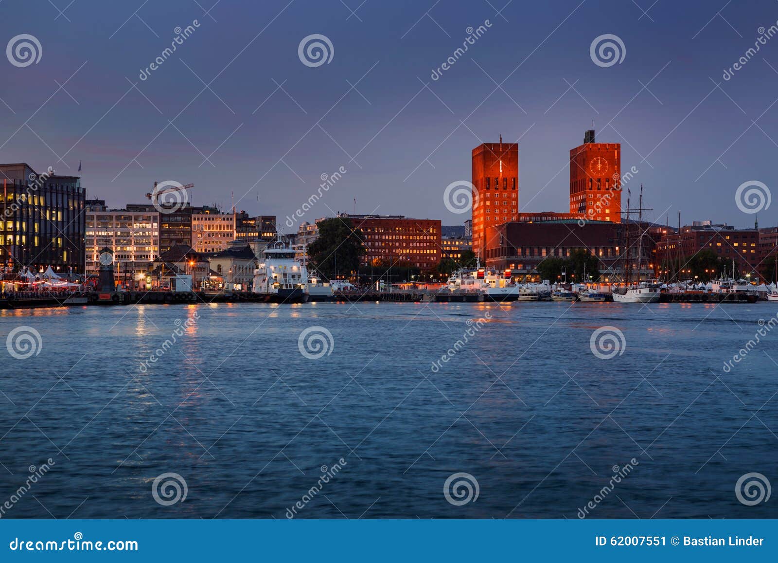 Oslo Skyline with City Hall at Sunset Editorial Photo - Image of sunset ...