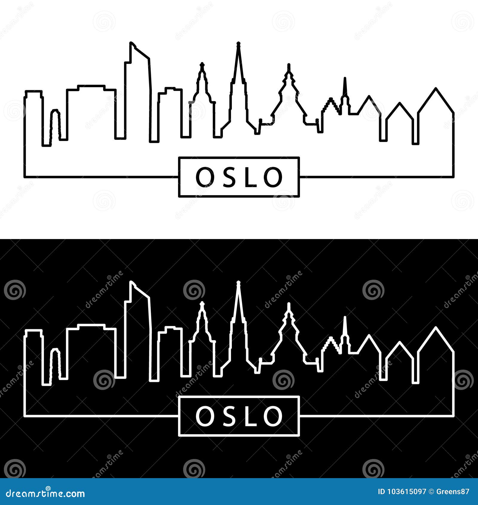 Oslo Skyline Vector Colorful Poster On Beautiful Triangular Texture ...