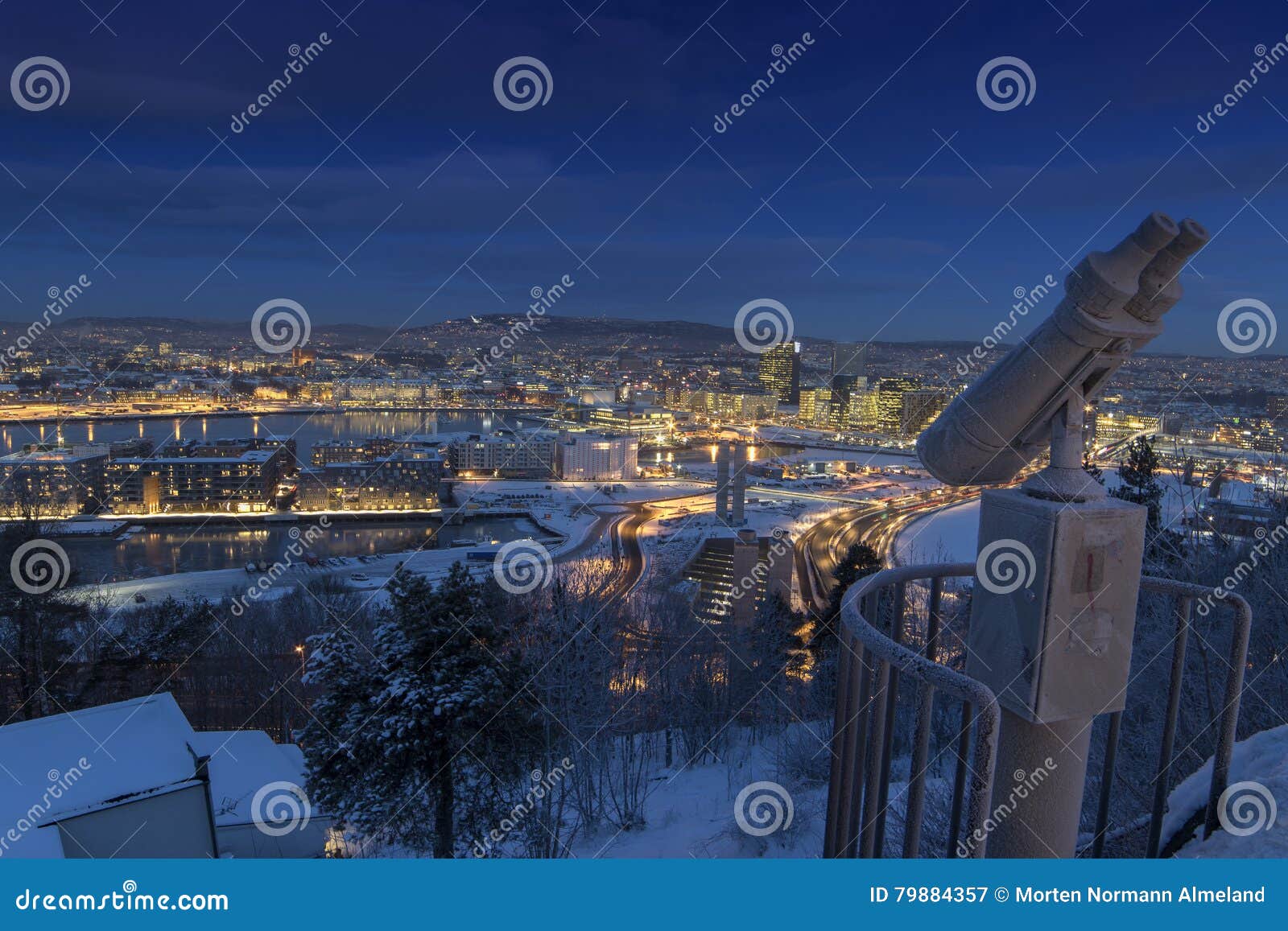 Oslo Skyline Winter Morning Editorial Photography - Image of building ...