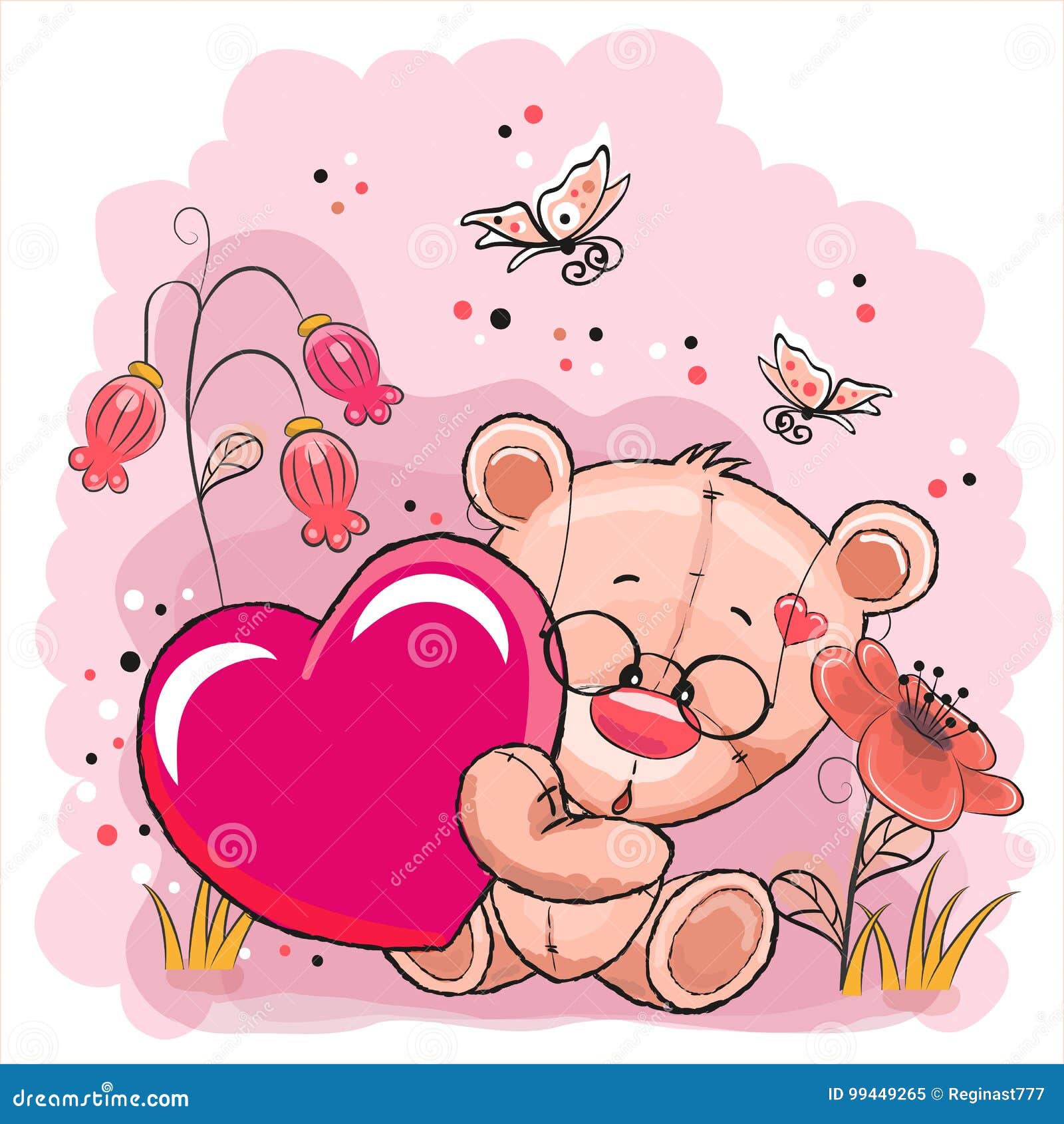 Oso con el corazón ilustración del vector. Ilustración de historietas ...