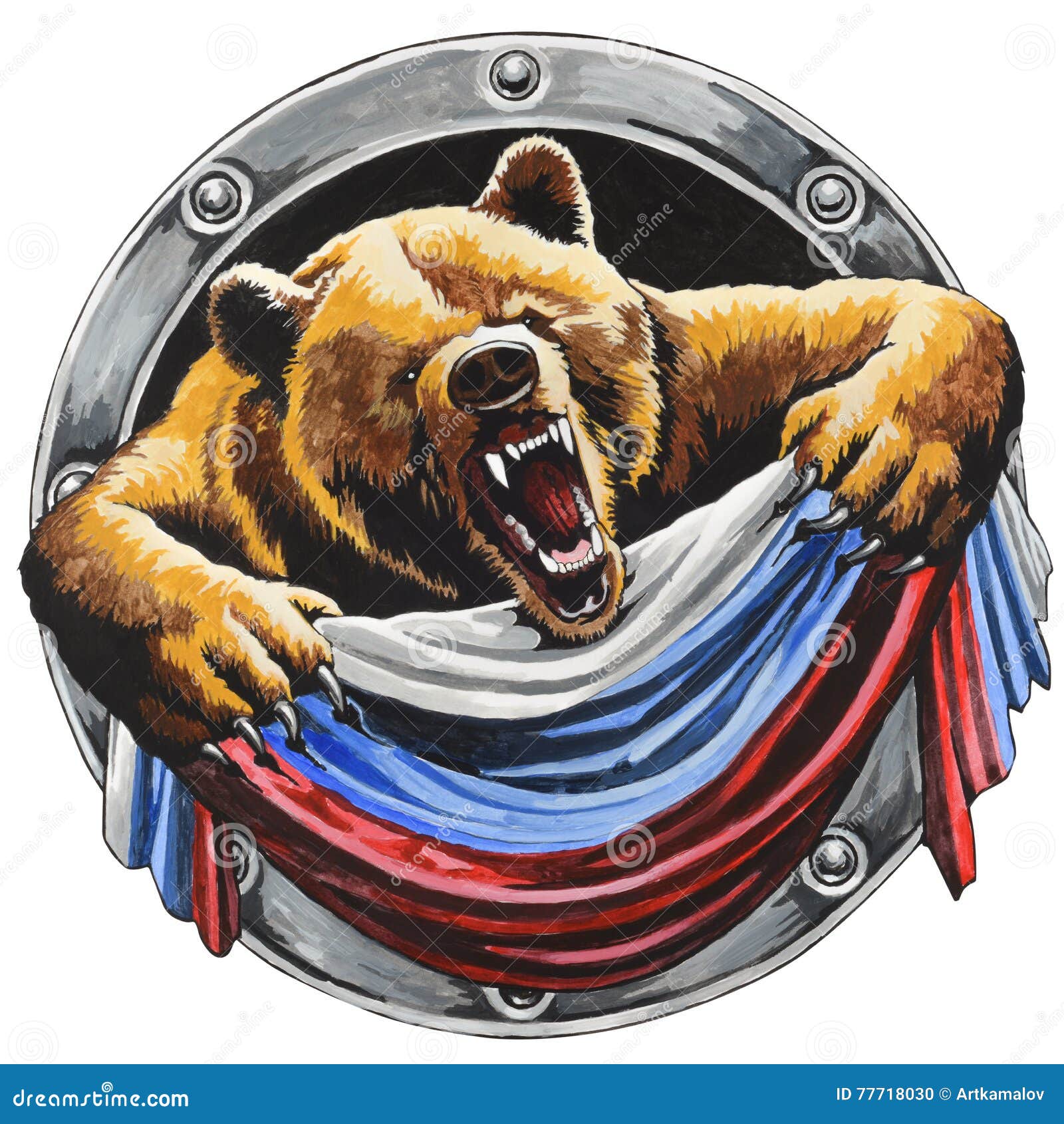 Oso con la bandera rusa stock de ilustración. Ilustración de vida ...
